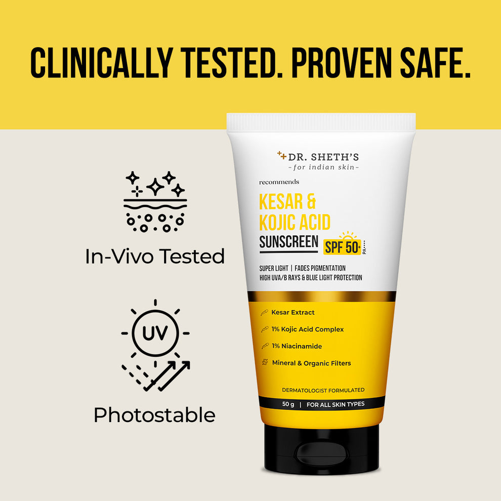 Kesar & Kojic Acid Sunscreen - 50g – Dr Sheth's