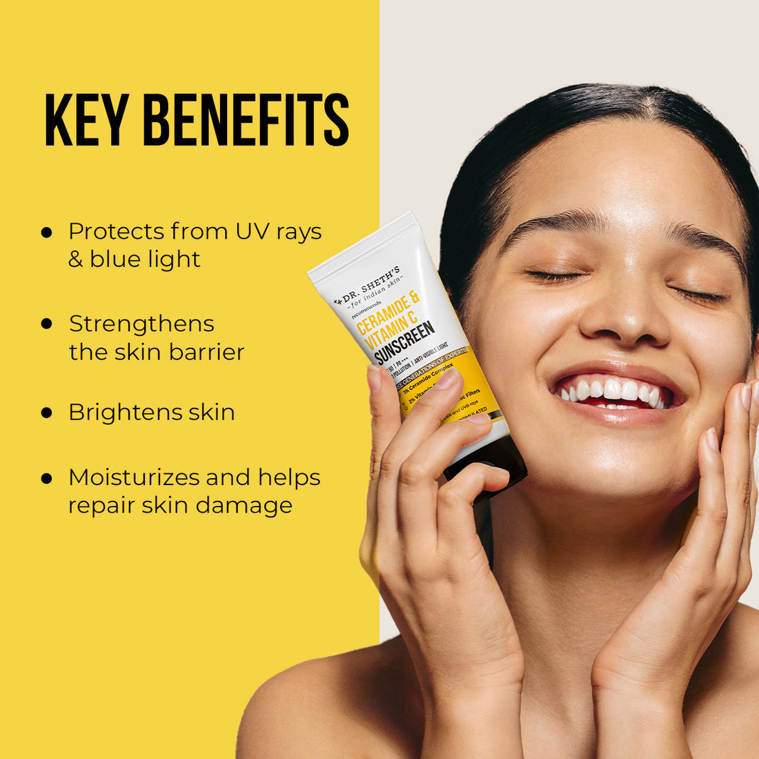 Vitamin C Sunscreen with Ceramide for Bright Skin - 50 gm – Dr Sheth's