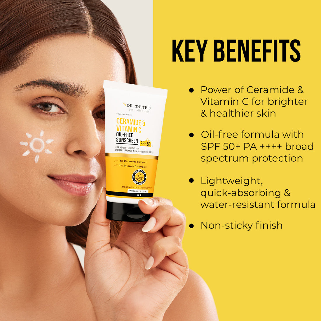 Ceramide & Vitamin C Oil Free Sunscreen - 50g – Dr Sheth's