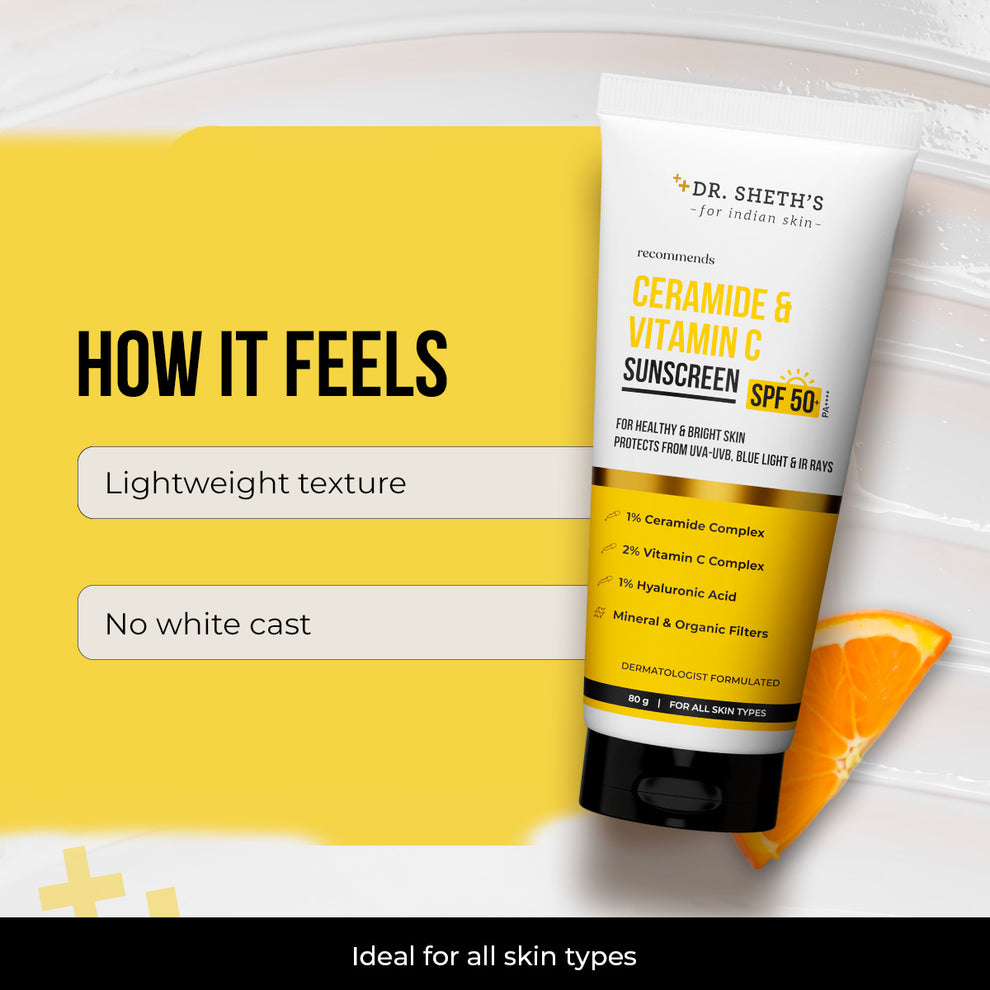 Dr Sheth’s Ceramide & Vitamin C Sunscreen 80gm | B1G1 free – Dr Sheth's