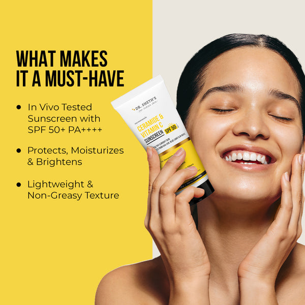Ceramide Sunscreen with Vitamin C 80g | SPF 50+ PA++++ – Dr Sheth's