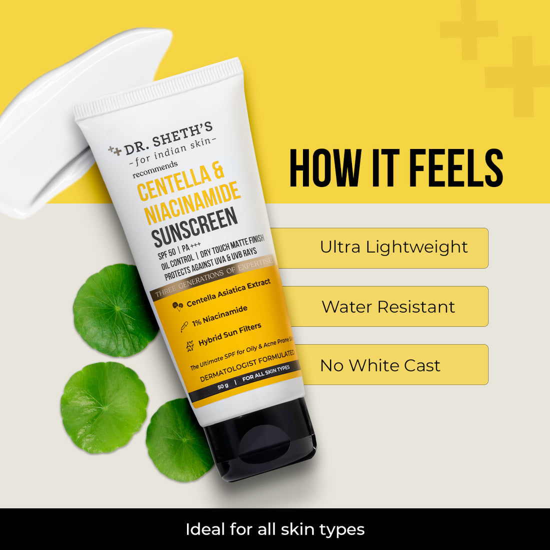 Dr Sheth’s Centella & Niacinamide Sunscreen 50g | B1G1 Free – Dr Sheth's