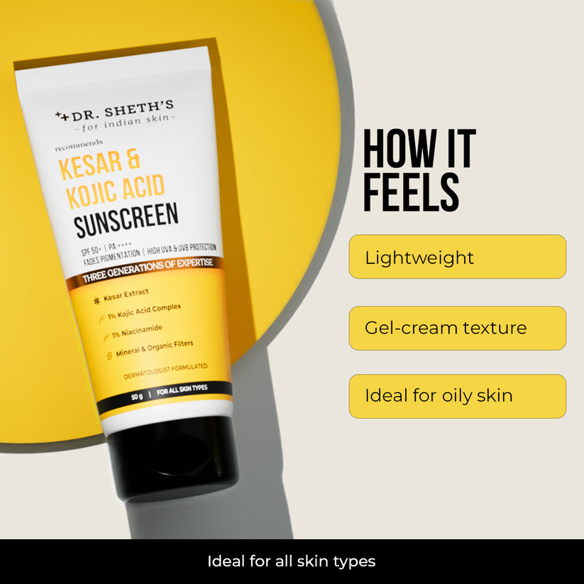 Kesar & Kojic Acid Sunscreen - 50g – Dr Sheth's