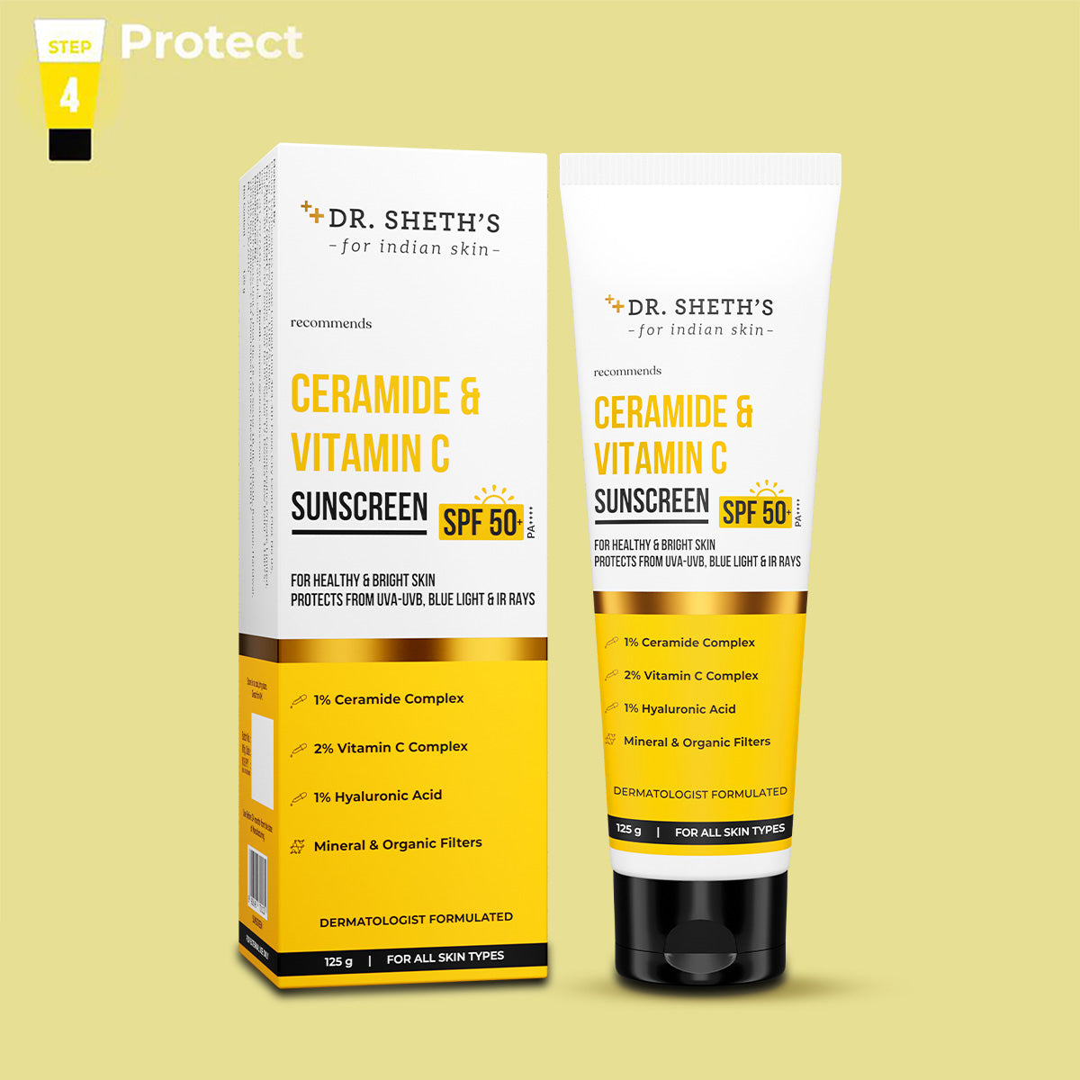 Ceramide & Vitamin C Sunscreen - 125g - Dr Sheth's