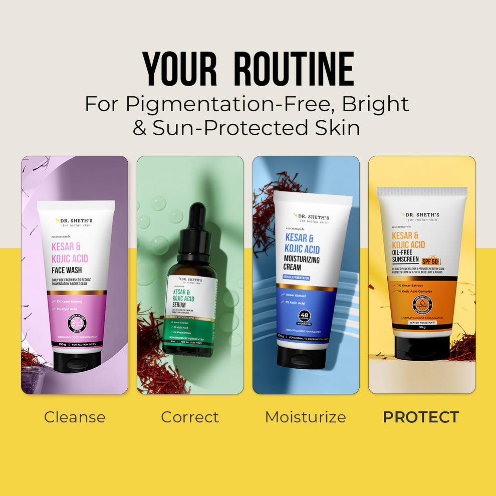 Kesar & Kojic Acid Oil Free Sunscreen - 50g – Dr Sheth's