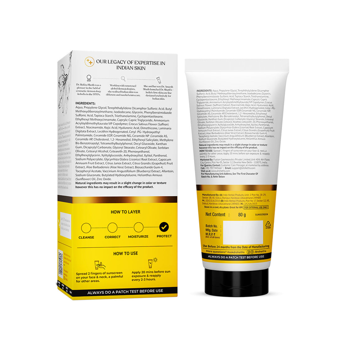 Kesar & Kojic Acid Sunscreen - 80g – Dr Sheth's
