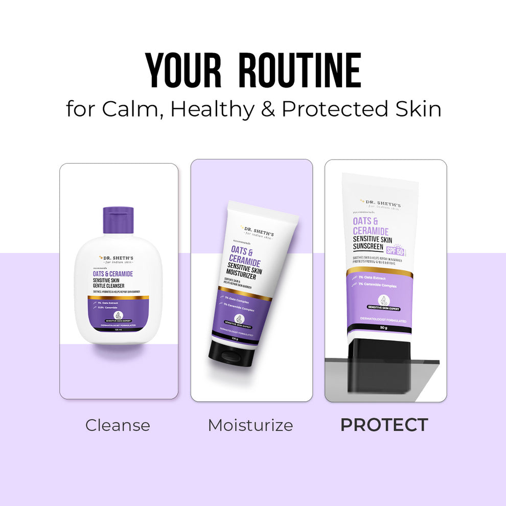 Oats & Ceramide Sensitive Skin Sunscreen - 50g – Dr Sheth's
