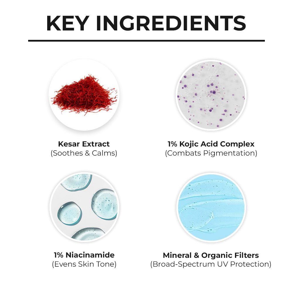 Kesar & Kojic Acid Sunscreen - 50g - Dr Sheth's