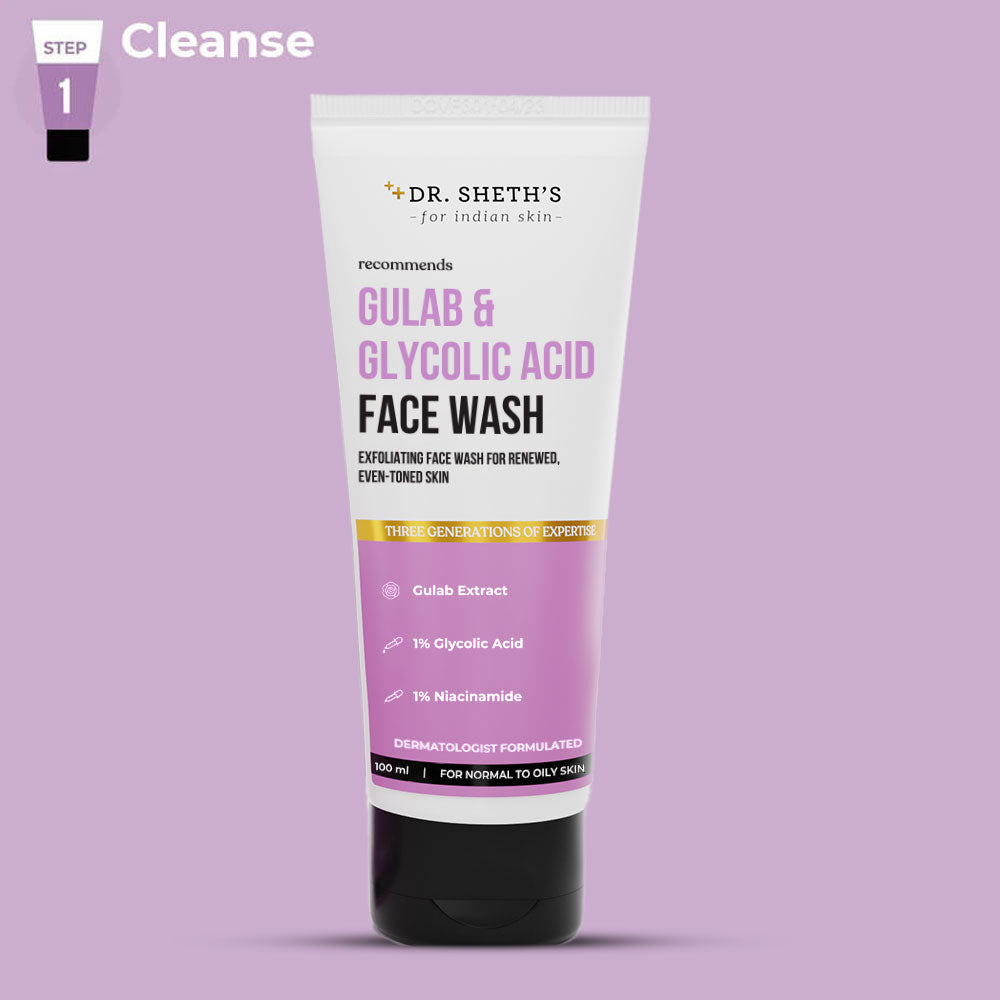 Gulab & Glycolic Acid Face Wash - 100g - Dr Sheth's