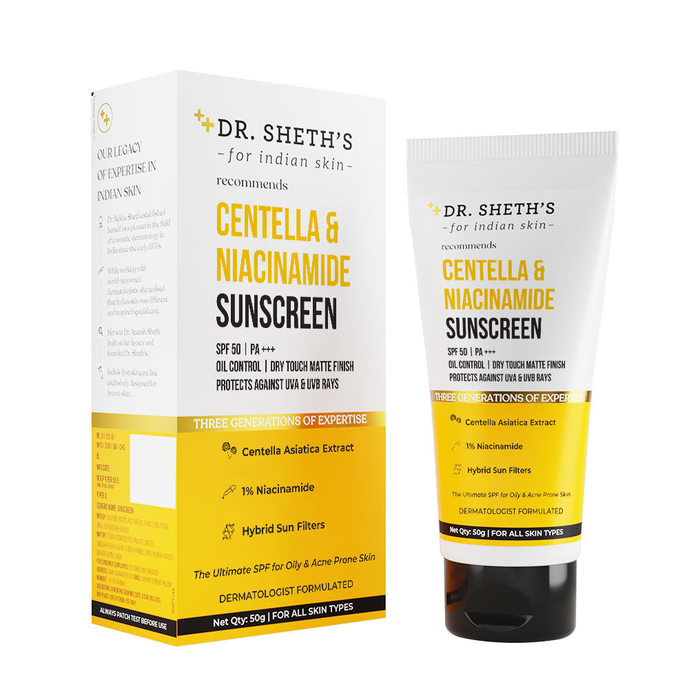 Centella & Niacinamide Oil & Acne Control Sunscreen - 50g - Dr Sheth's