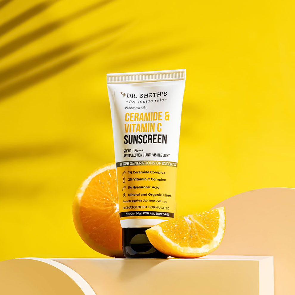 Vitamin C Sunscreen with Ceramide for Bright Skin - 50 gm – Dr Sheth's