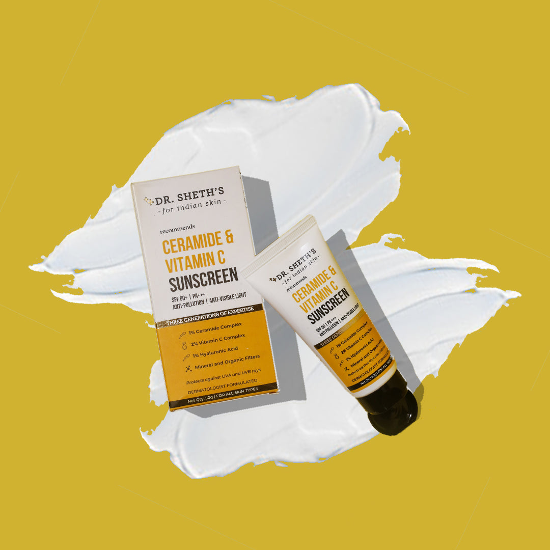 Vitamin C Sunscreen with Ceramide for Bright Skin - 50 gm - Dr Sheth's